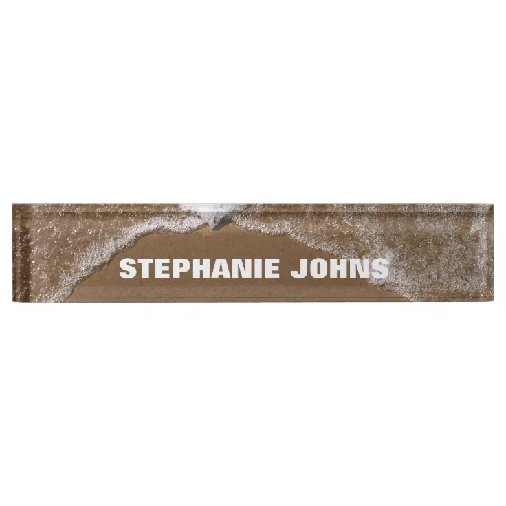 Beach Ocean Waves Water Monograms Custom Name Gift Desk Name Plate | Zazzle