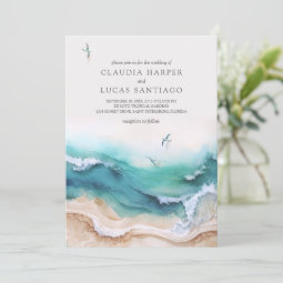 Beach Ocean Waves Wedding Invitation | Zazzle