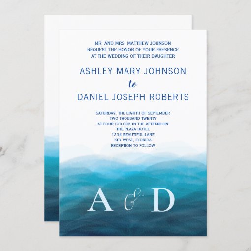 Beach Ocean Waves Wedding Invitation, Turquoise Invitation | Zazzle