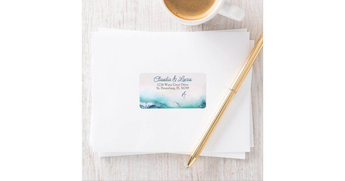 Beach Ocean Waves Wedding Label | Zazzle
