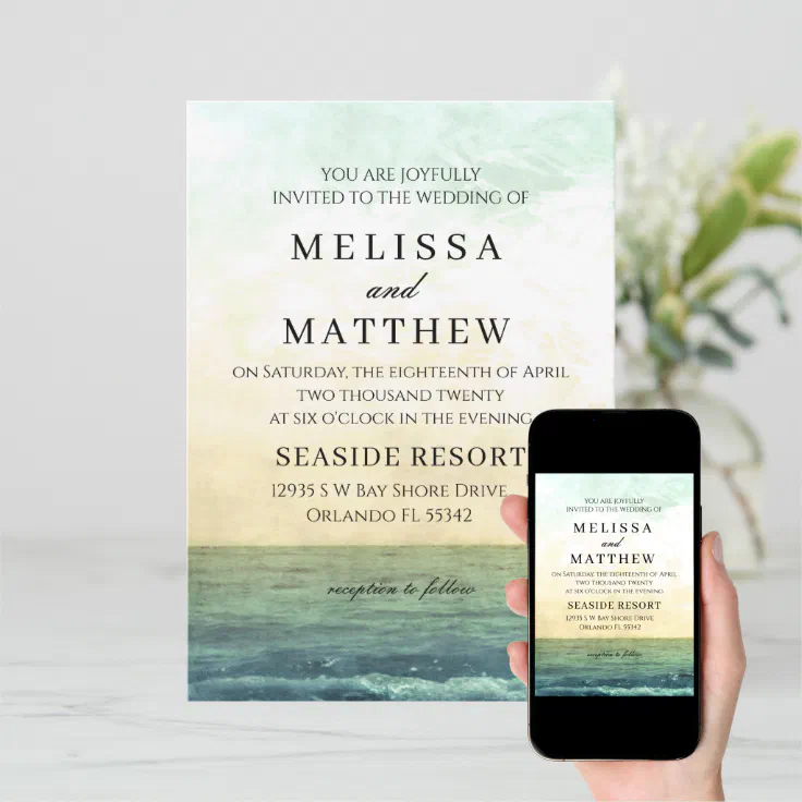 Beach Ocean Wedding Invitation | Zazzle