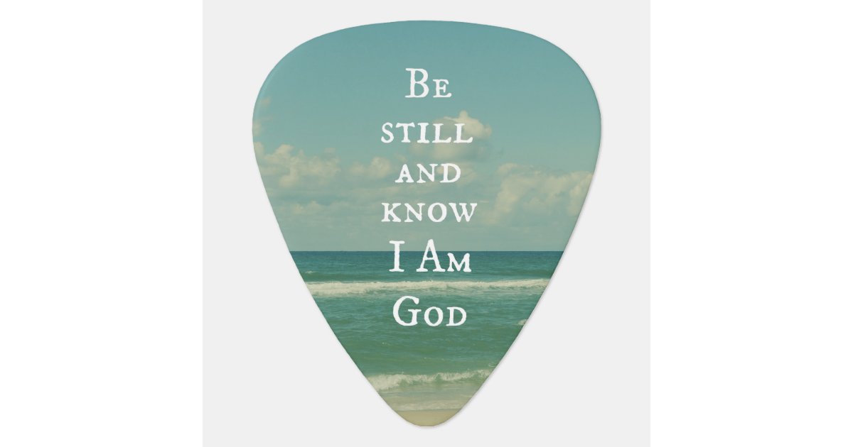 Beach Ocean with Be Still Bible Verse Guitar Pick | Zazzle