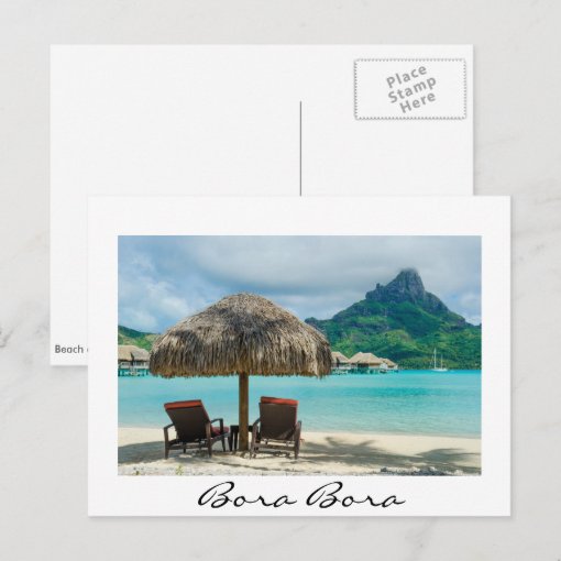 Beach on Bora Bora White Postcard | Zazzle