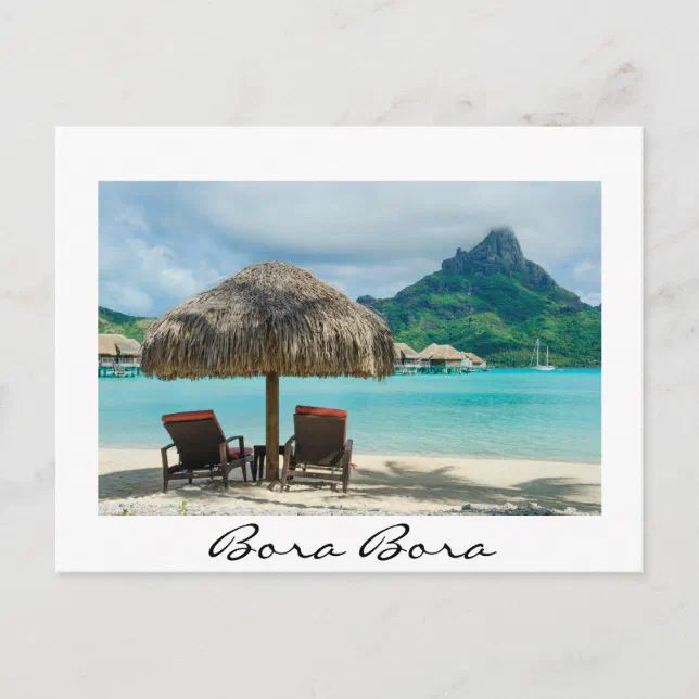 Beach on Bora Bora White Postcard | Zazzle
