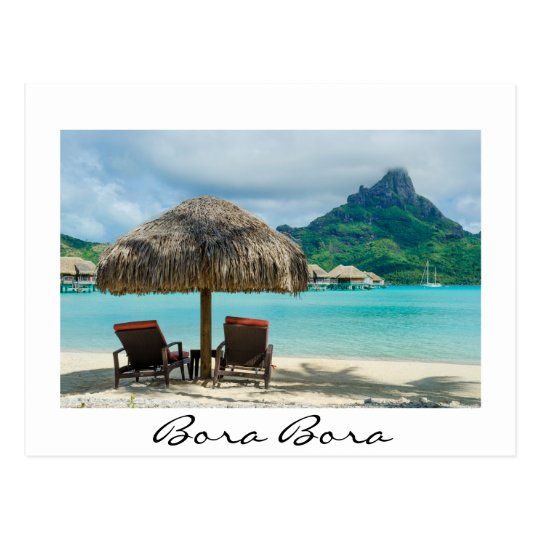 Beach on Bora Bora white postcard | Zazzle.com