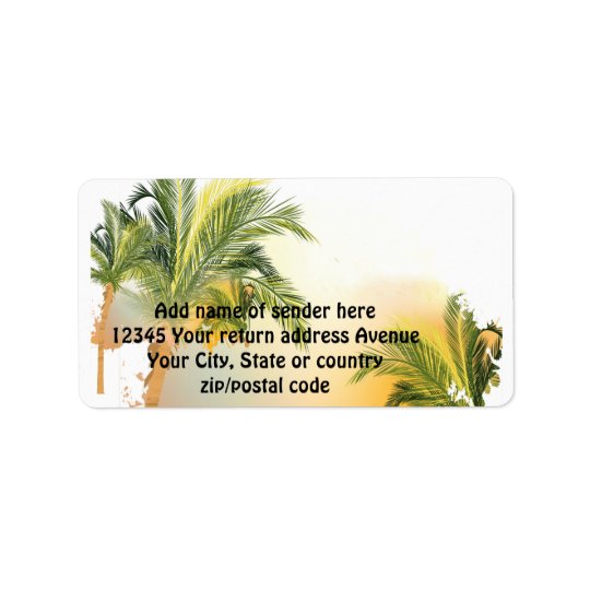 Beach Palm Tree Return Address Label | Zazzle.com