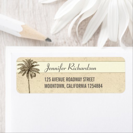 beach palm tree return address labels | Zazzle