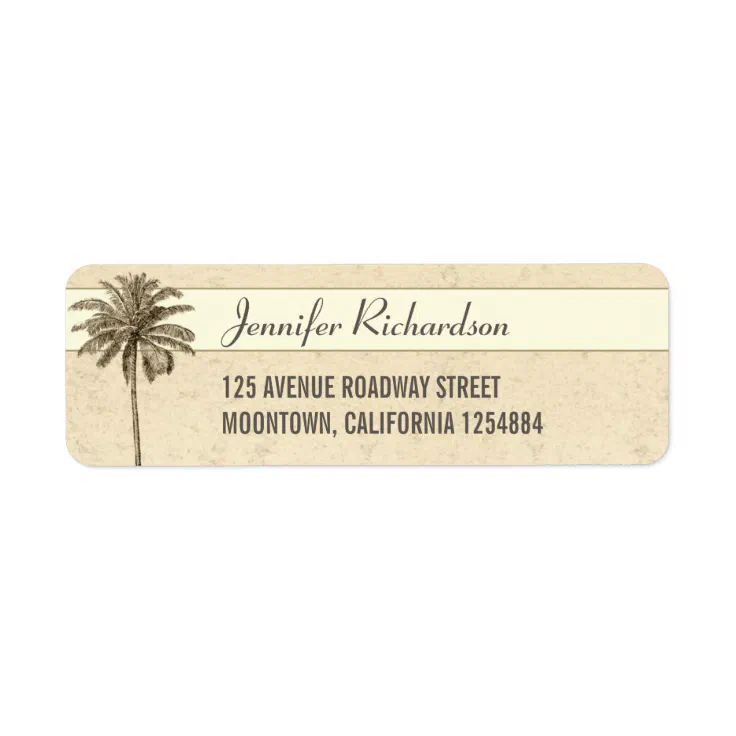 beach palm tree return address labels | Zazzle