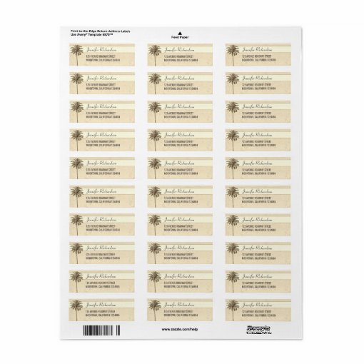 beach palm tree return address labels | Zazzle