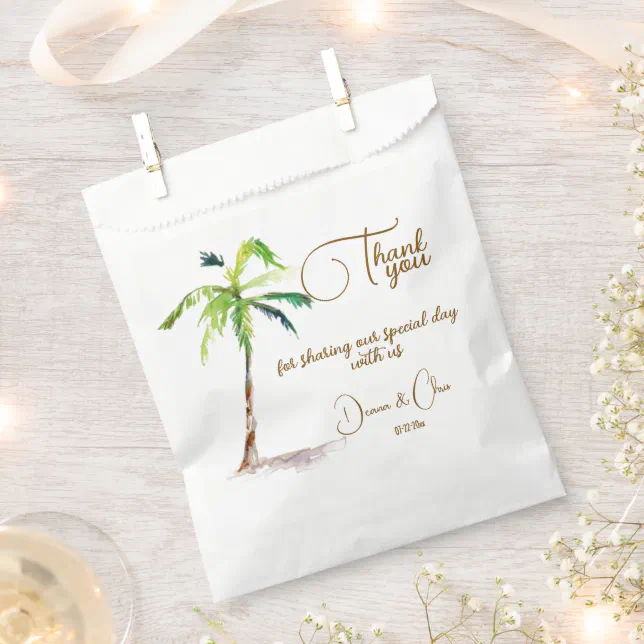 Beach Palm Trees Ocean Wedding Favor Bag | Zazzle