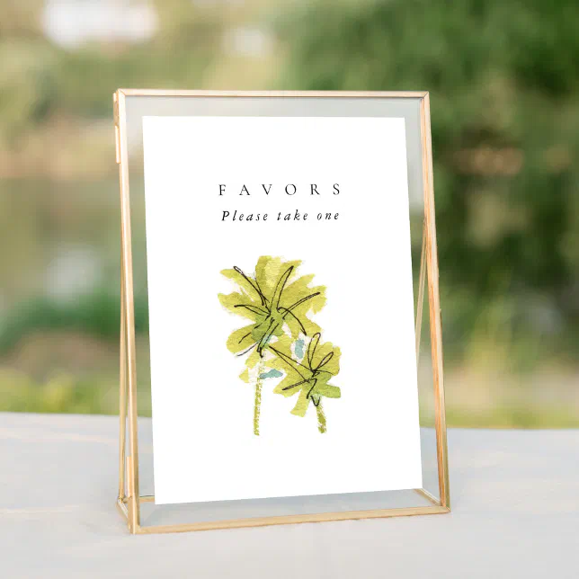 Beach Palm Trees Watercolor Wedding Table Sign | Zazzle