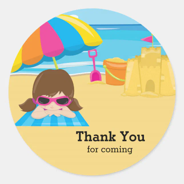 Beach party classic round sticker | Zazzle