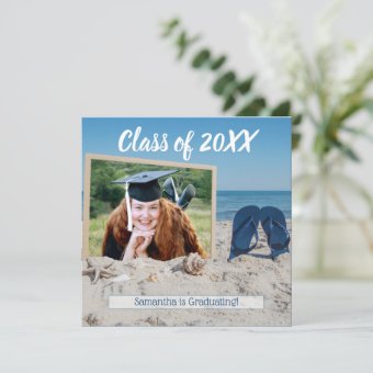Beach Party Graduation Photo Invitation | Zazzle