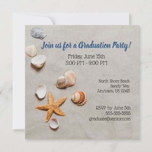 Beach Party Graduation Photo Invitation | Zazzle