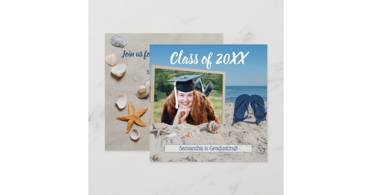 Beach Party Graduation Photo Invitation | Zazzle