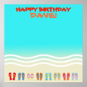 Beach Party Happy Birthday Autograph Poster | Zazzle