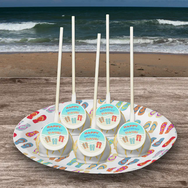 Beach Party Happy Birthday Custom Cake Pops | Zazzle