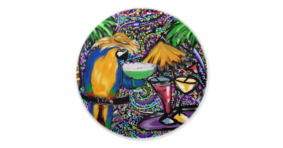 Beach Party Parrot Ceramic Knob | Zazzle