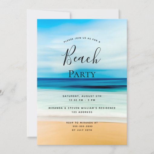 Beach party summer coastal sea tropical invitation | Zazzle