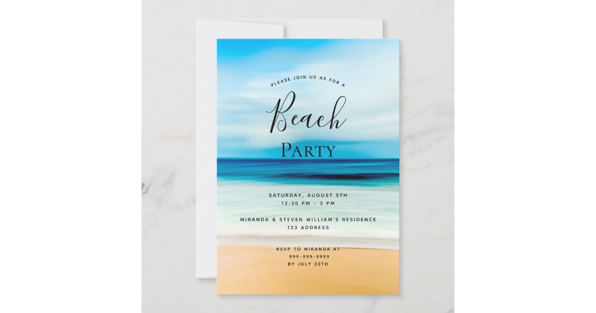 Beach party summer coastal sea tropical invitation | Zazzle