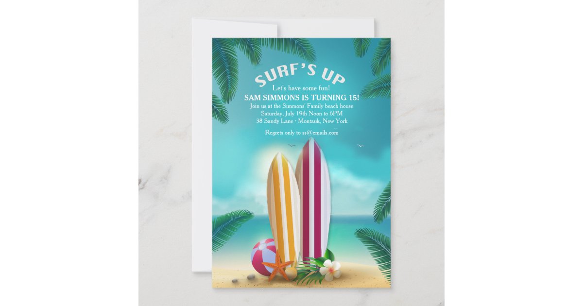 Beach Party Surfboards Invitation | Zazzle