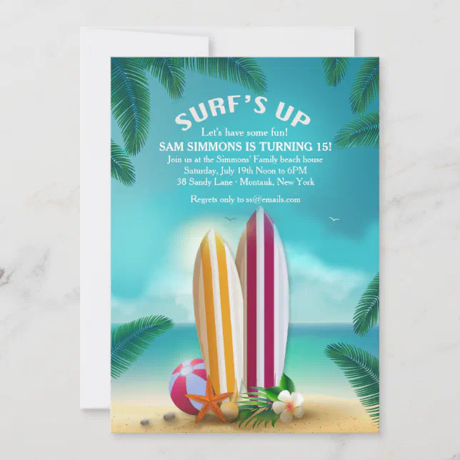 Beach Party Surfboards Invitation | Zazzle