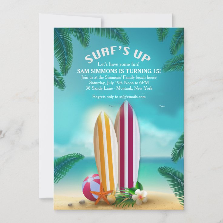 Beach Party Surfboards Invitation | Zazzle