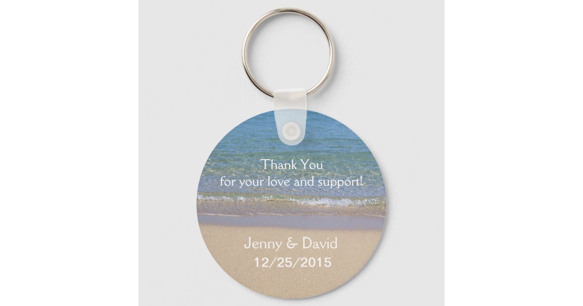 Beach Personalized Key Ring Wedding Favor | Zazzle