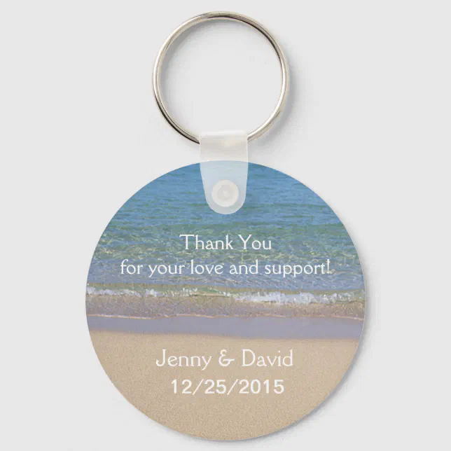 Beach Personalized Key Ring Wedding Favor | Zazzle