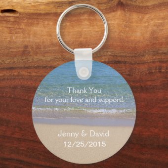 Beach Personalized Key Ring Wedding Favor | Zazzle