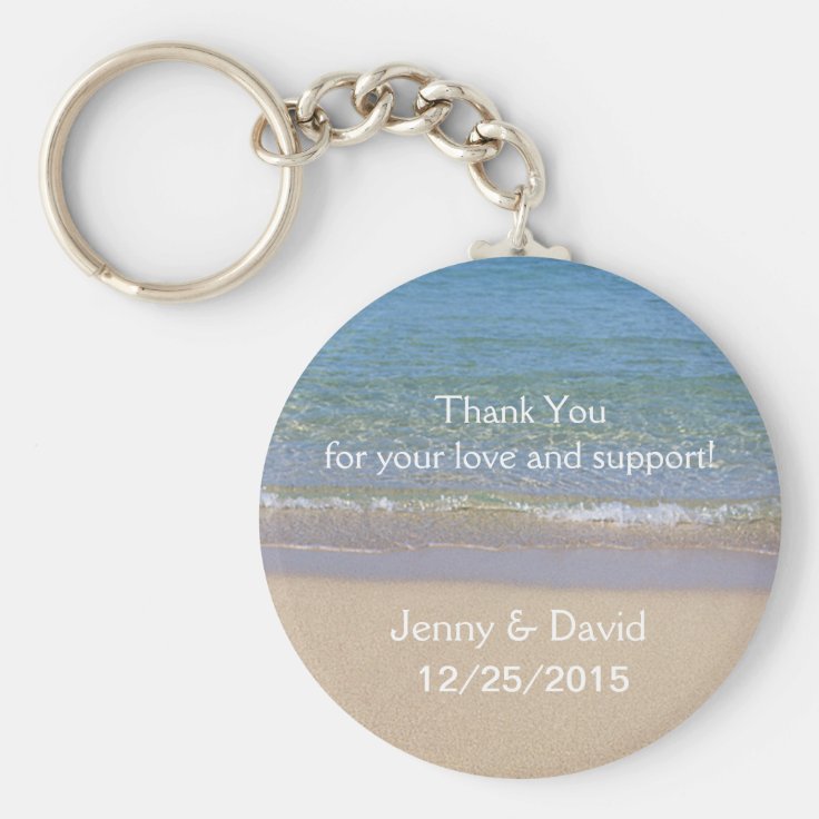 Beach Personalized Key Ring Wedding Favor | Zazzle