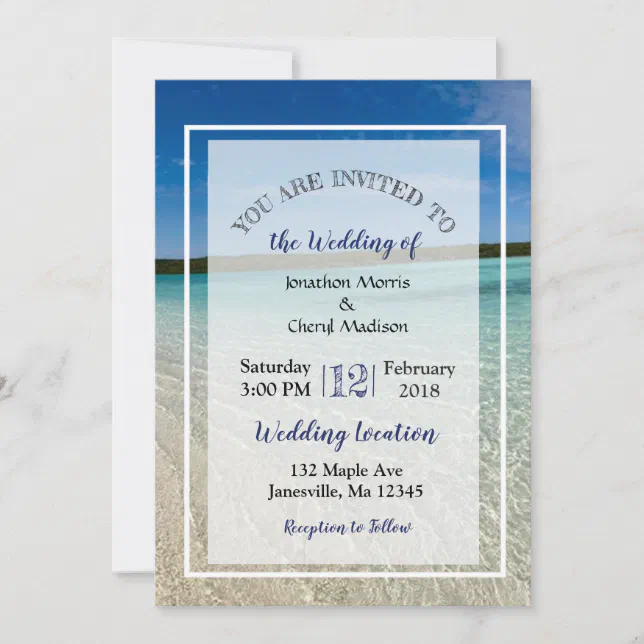 Beach Photo Ocean Clear Water Wedding Invitations | Zazzle