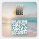 Beach Photo QR Code With Business Logo Square Sticker | Zazzle