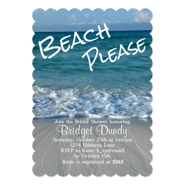 Beach Please Beach Theme Bridal Shower Invitation | Zazzle.com