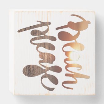 Beach Please | Fun Typography Quote Wooden Box Sign | Zazzle