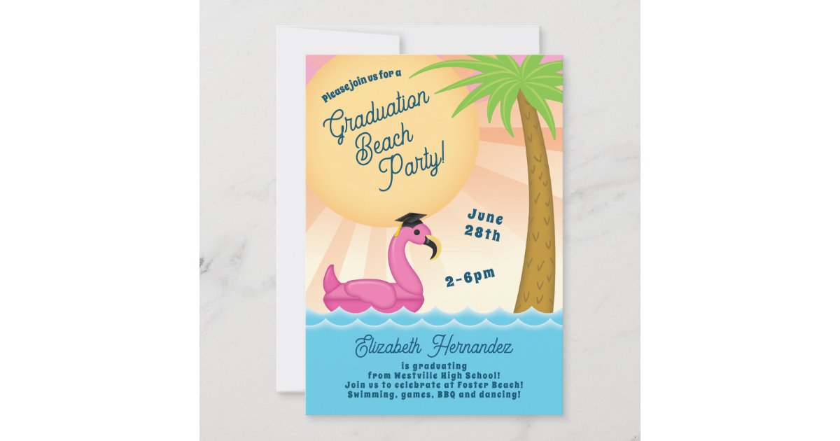 Beach Pool Graduation Party Invitation | Zazzle