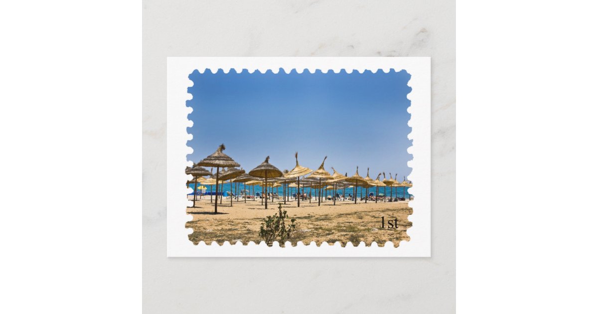 Beach Postage Stamp Postcard | Zazzle