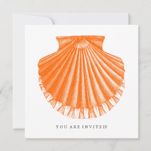 Beach Rehearsal Dinner Scallop Shell Orange Invitation | Zazzle