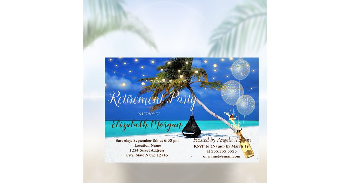 Beach,Relax,Balloons,Wine Retirement Party Invitation | Zazzle