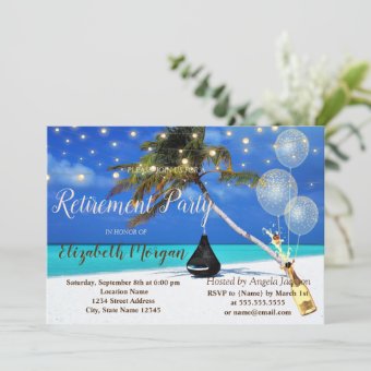 Beach,Relax,Balloons,Wine Retirement Party Invitation | Zazzle