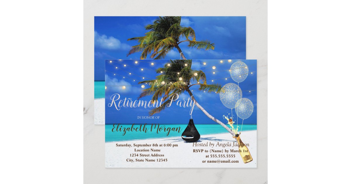 Beach,Relax,Balloons,Wine Retirement Party Invitation | Zazzle