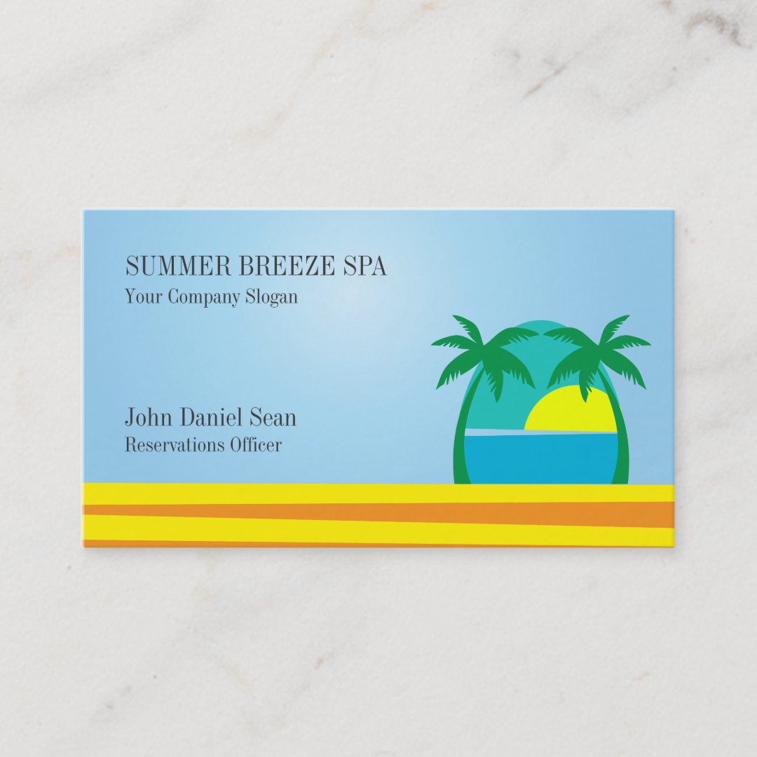 Beach Resort Hotel Spa Business Card Template | Zazzle