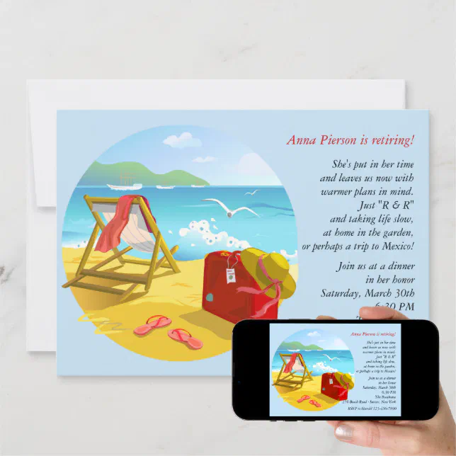 Beach Retirement Party Invitation | Zazzle