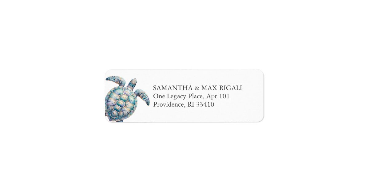 Beach Return Address Labels Sea Turtle | Zazzle