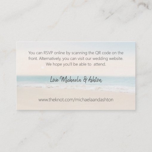 Beach RSVP with Wedding Website QR Code Enclosure | Zazzle