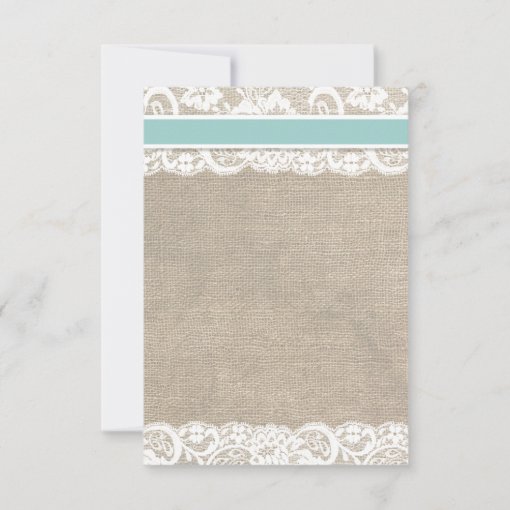 Beach Rustic Burlap Lace RSVP Card | Zazzle