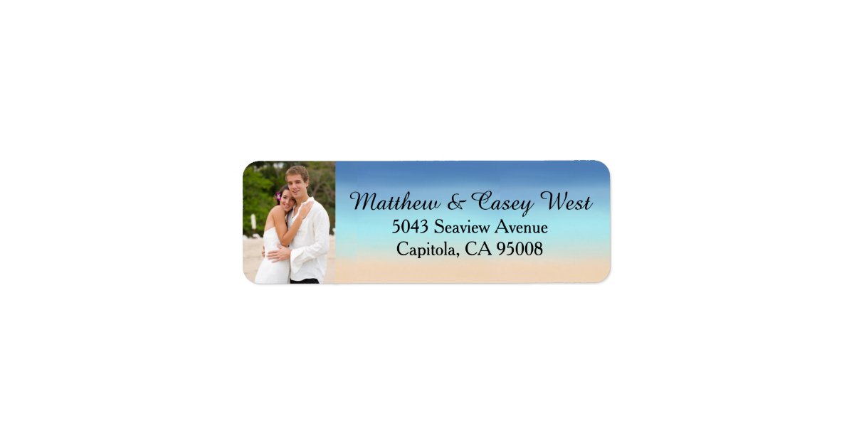 Beach Sand and Sea Photo Label | Zazzle