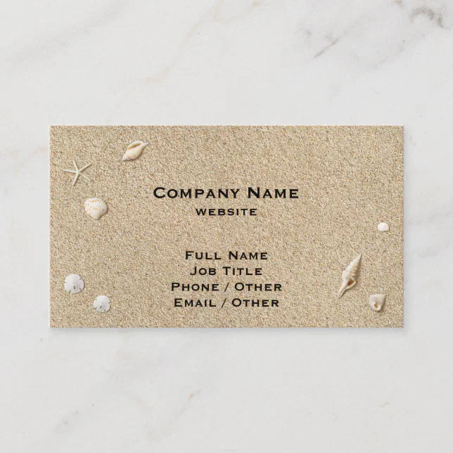 Beach Sand and Seashells Business Card | Zazzle