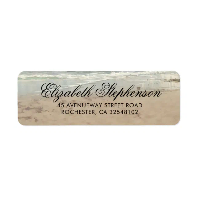 Beach Sand and Waves Wedding Label | Zazzle