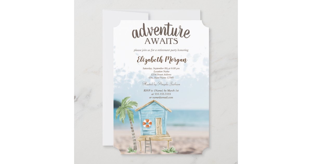 Beach,Sand,Beach House Retirement Party Invitation | Zazzle